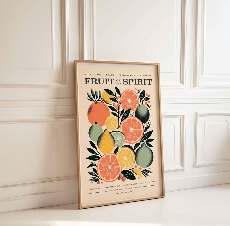 Fruit of the Spirit Wall Art Print - Galatians 5:22 - Bible Verse Art ...