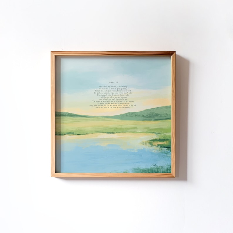 Psalm 23 Modern Christian Wall Art Print | Calming Landscape Scripture ...