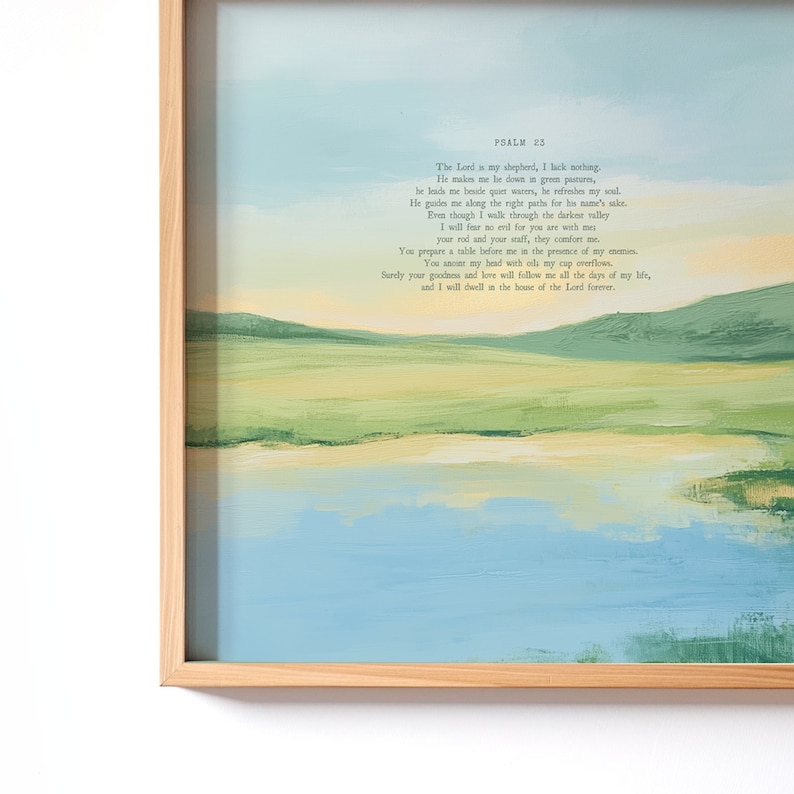 Psalm 23 Modern Christian Wall Art Print | Calming Landscape Scripture ...