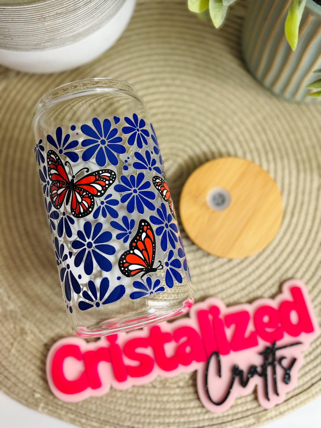 Blue Talavera Glass Cup - Etsy