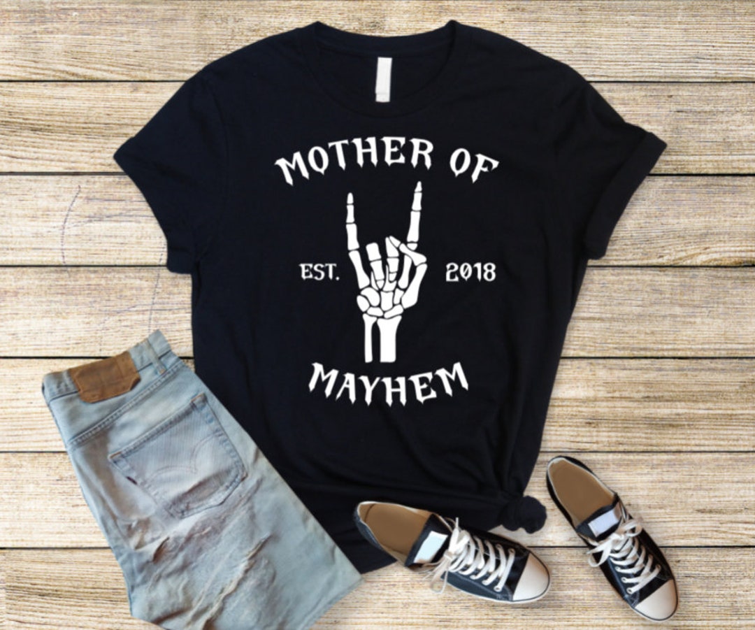 Mother of Mayhem Shirt, Rock Mom, Cool Mom, Skeleton Rock Hand ...