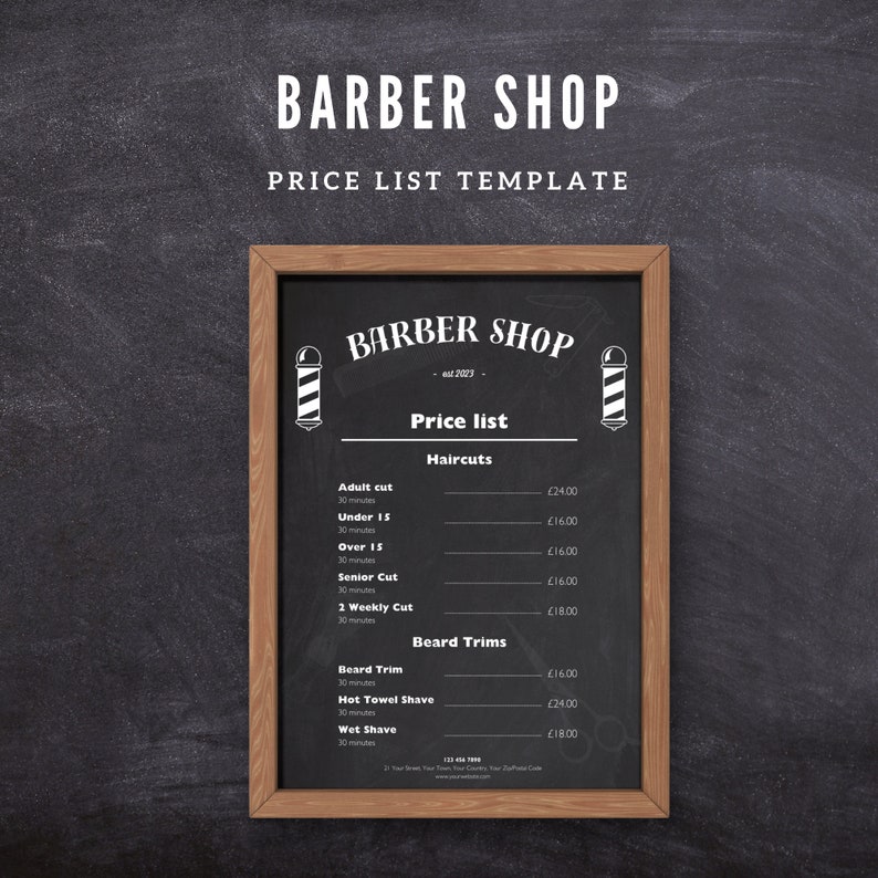Barber Shop Price List | Editable Canva Template for Barber Shop ...