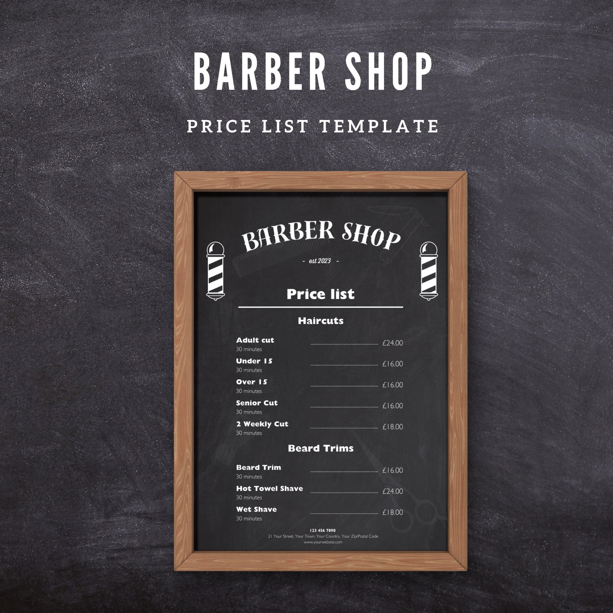 Barber Shop Price List | Editable Canva Template for Barber Shop| Digital Printable Flyer,price ...