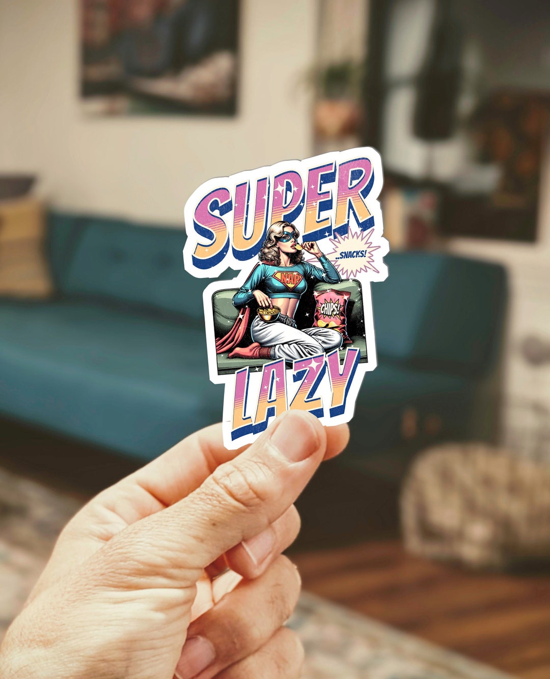 Super Lazy Naps and Snacks Sticker Funny Retro Comic Book Comic Con ...