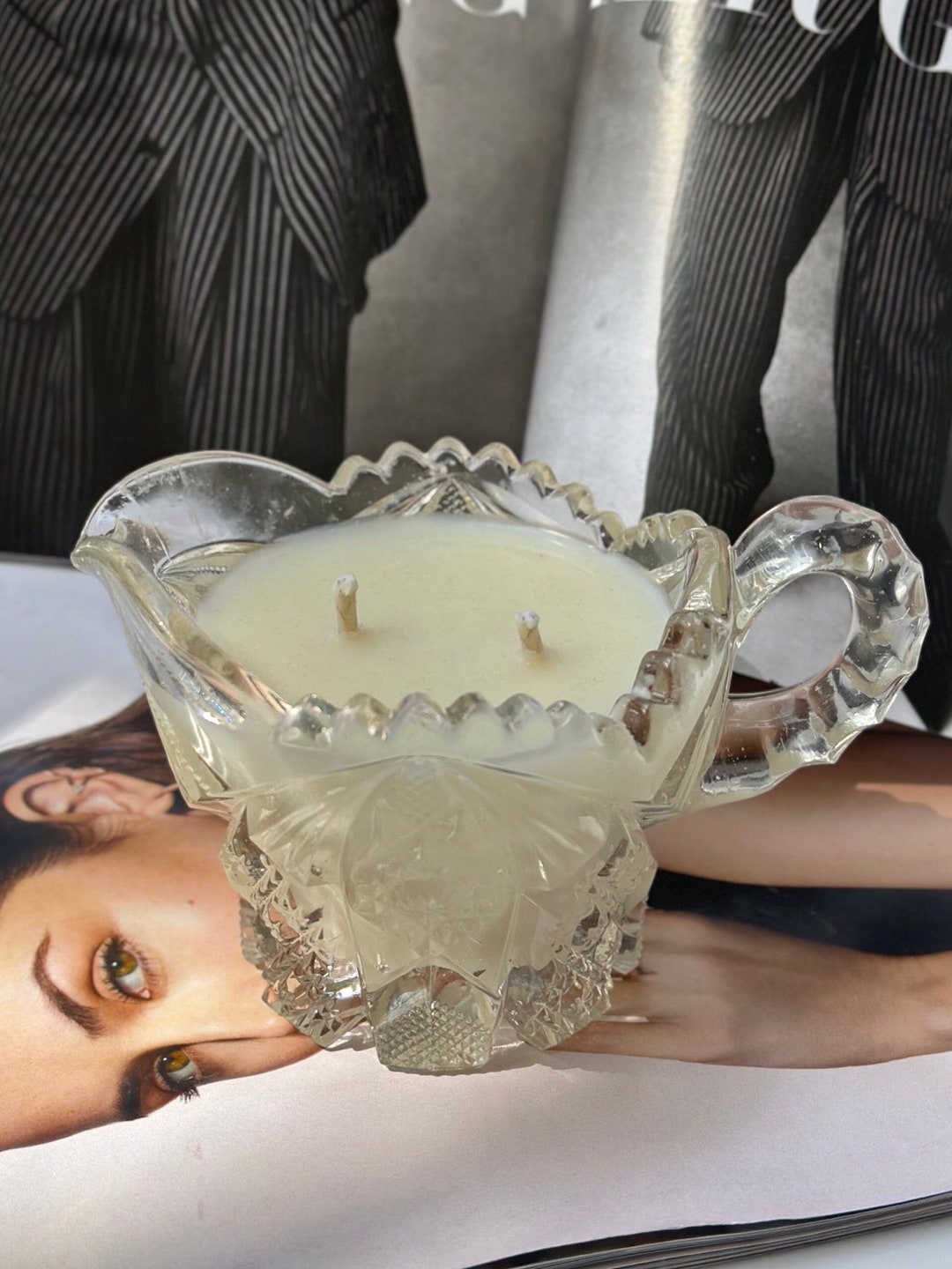 Scented Soy Candle in a Vintage Vessel Cottage Decor Rococo Candle in a ...