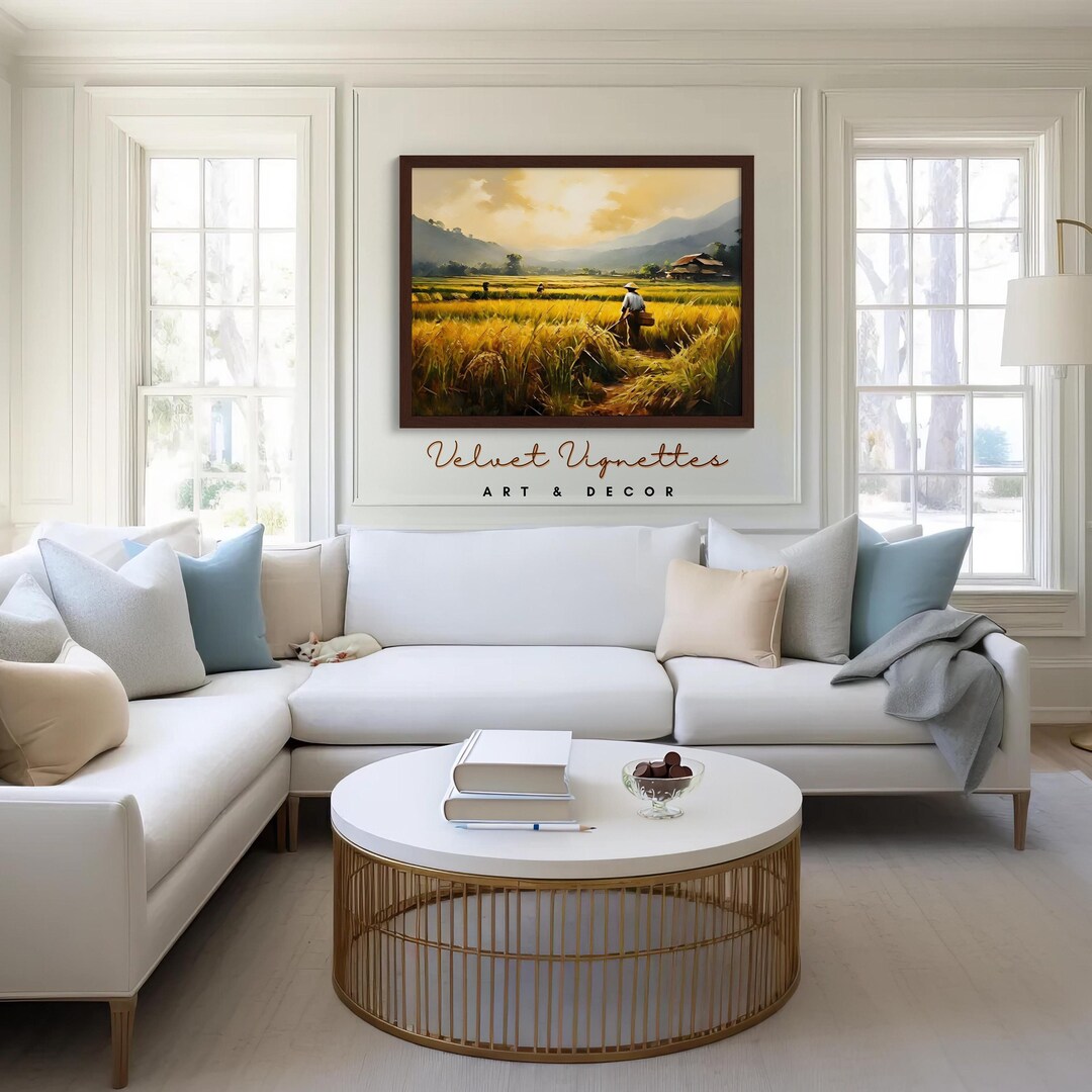 Mesmerizing Rice Field Oil Painting Poster Vintage Art Print for Home ...