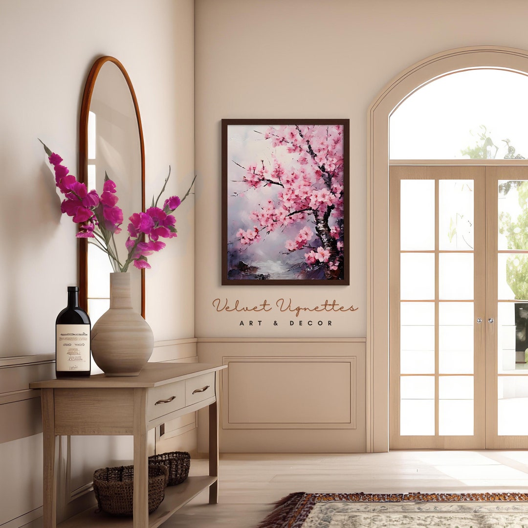 Vertical Cherry Blossom Tree Poster Captivating Floral Wall Art ...