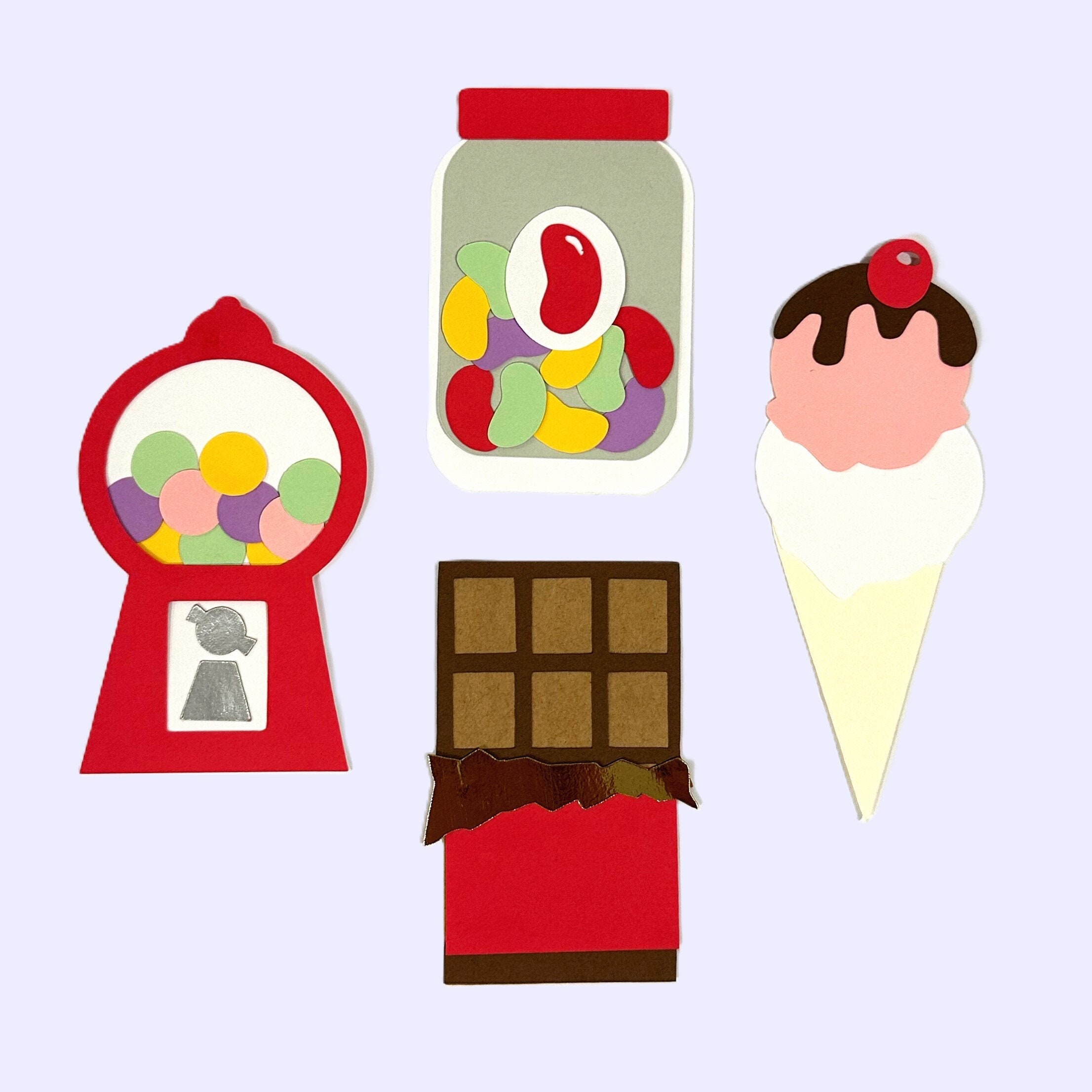 Sweet Shop Desert Die Cuts - Chocolate Bar - Gumball Machine - Ice ...