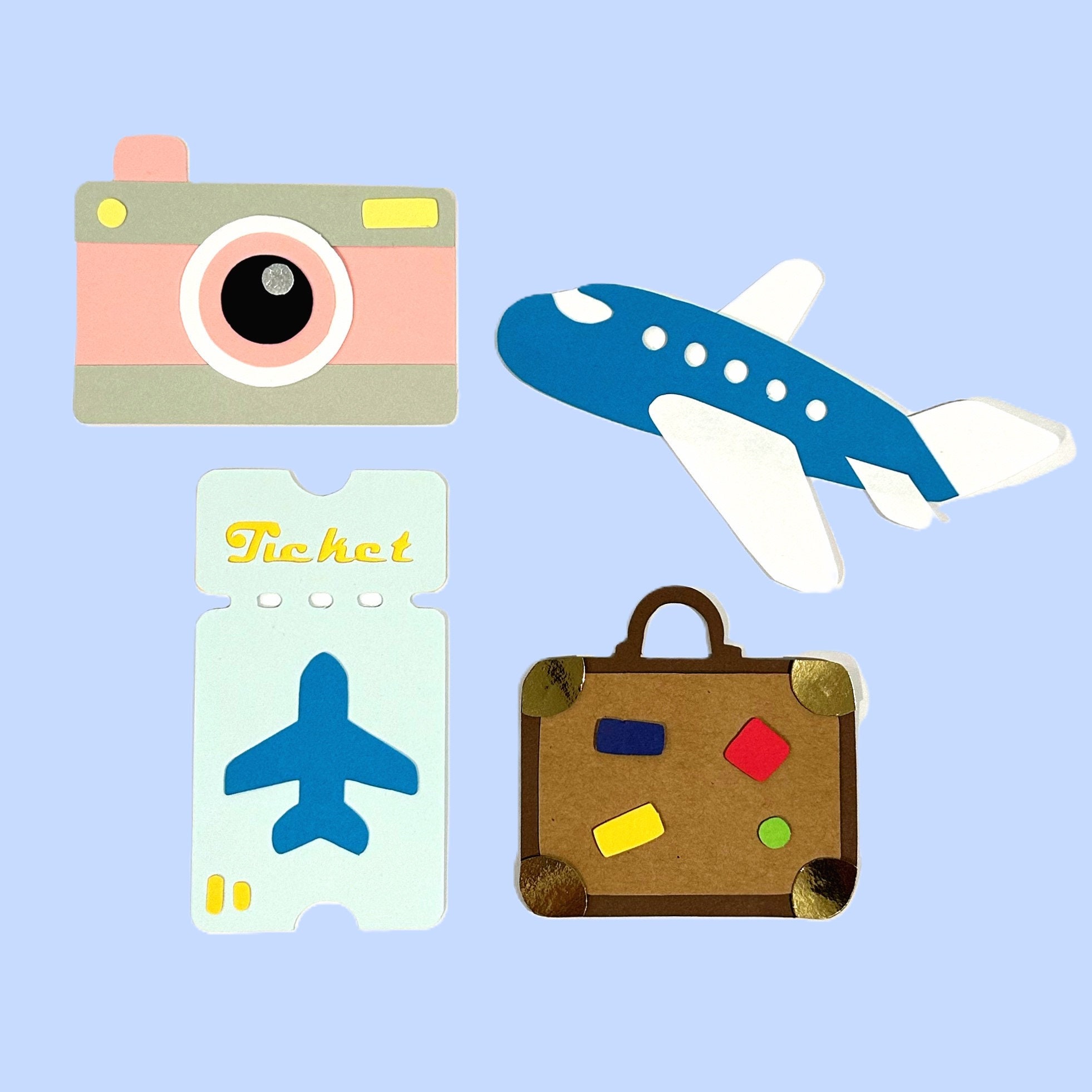 Travel Die Cut - Airplane - Suitcase - Plane Ticket - Luggage - Camera ...