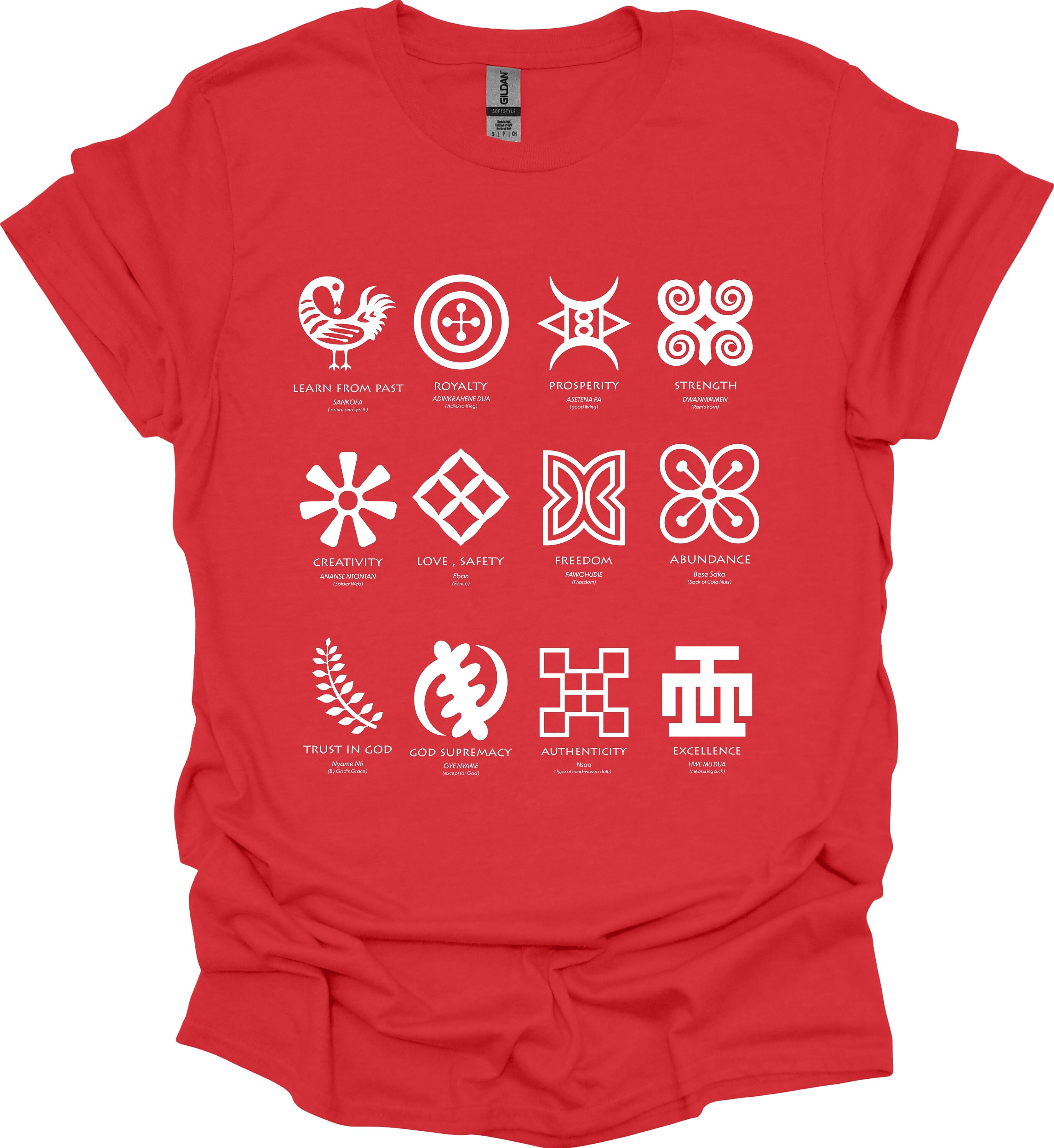 Adinkra Symbols Shirt African Ghana Akan Culture Symbology Panafrican Unity Unisex Soft Cotton ...