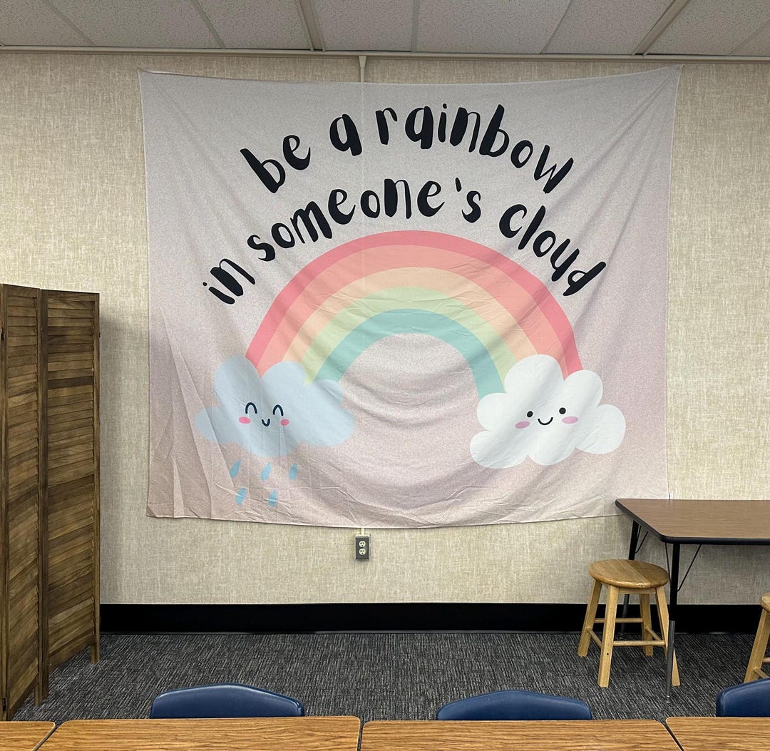 Rainbow Tapestry, Inspirational Wall Hanging, Classroom Decor (88x104 ...