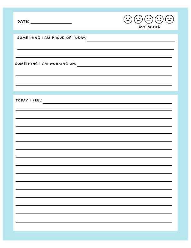 My Feelings Journal, Mood Tracker, Kids Mood Tracker, Journal, Feelings ...