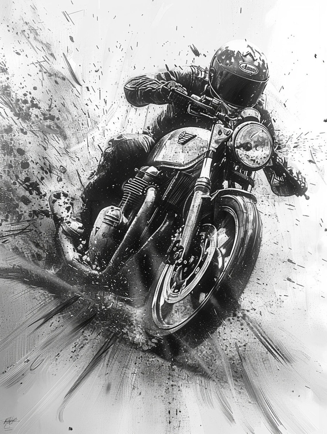 Biker Flash Art Prints Set of 8 Motorcycle Rider Designs - Vintage ...