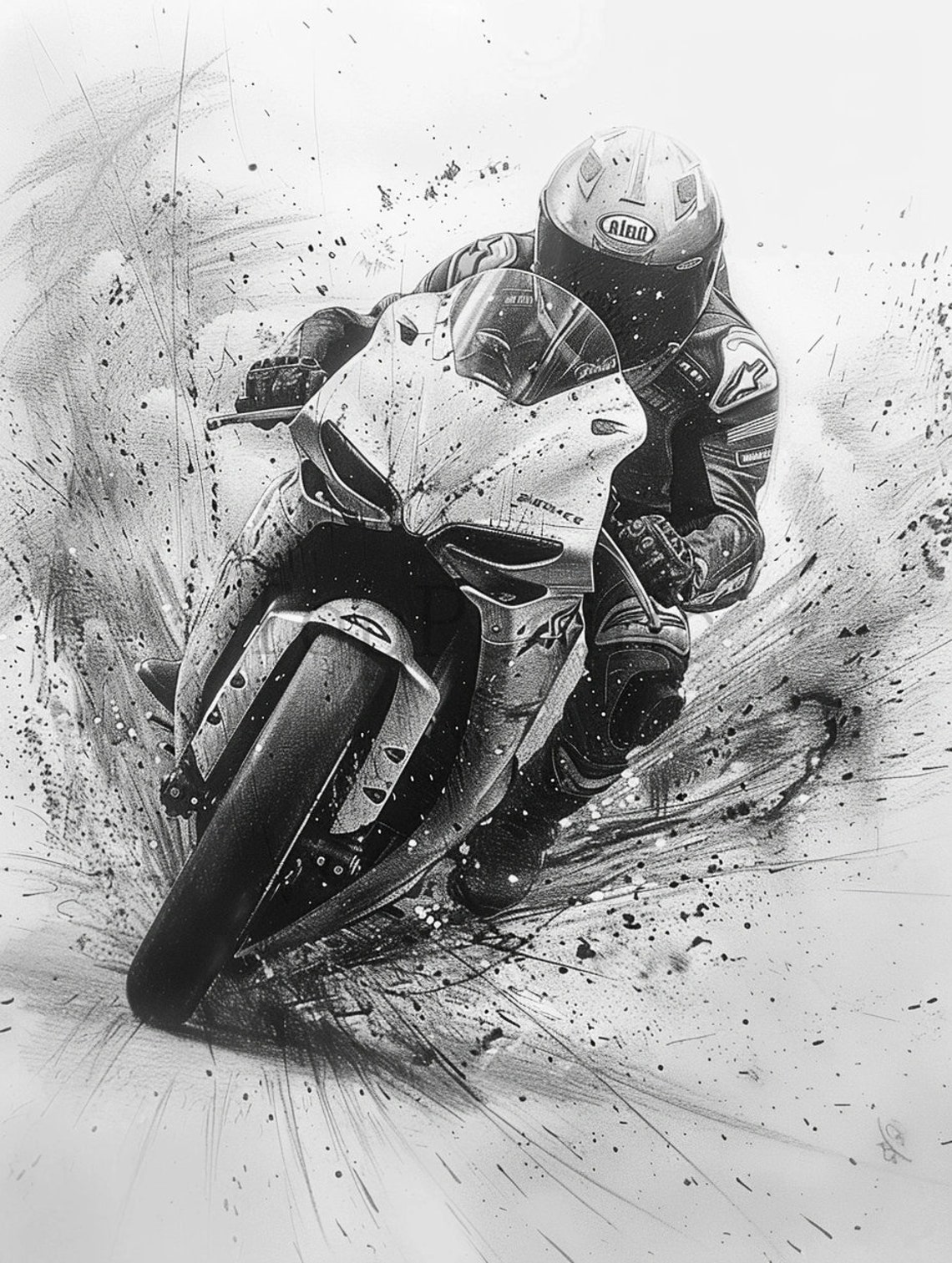 Biker Flash Art Prints Set of 8 Motorcycle Rider Designs - Vintage ...