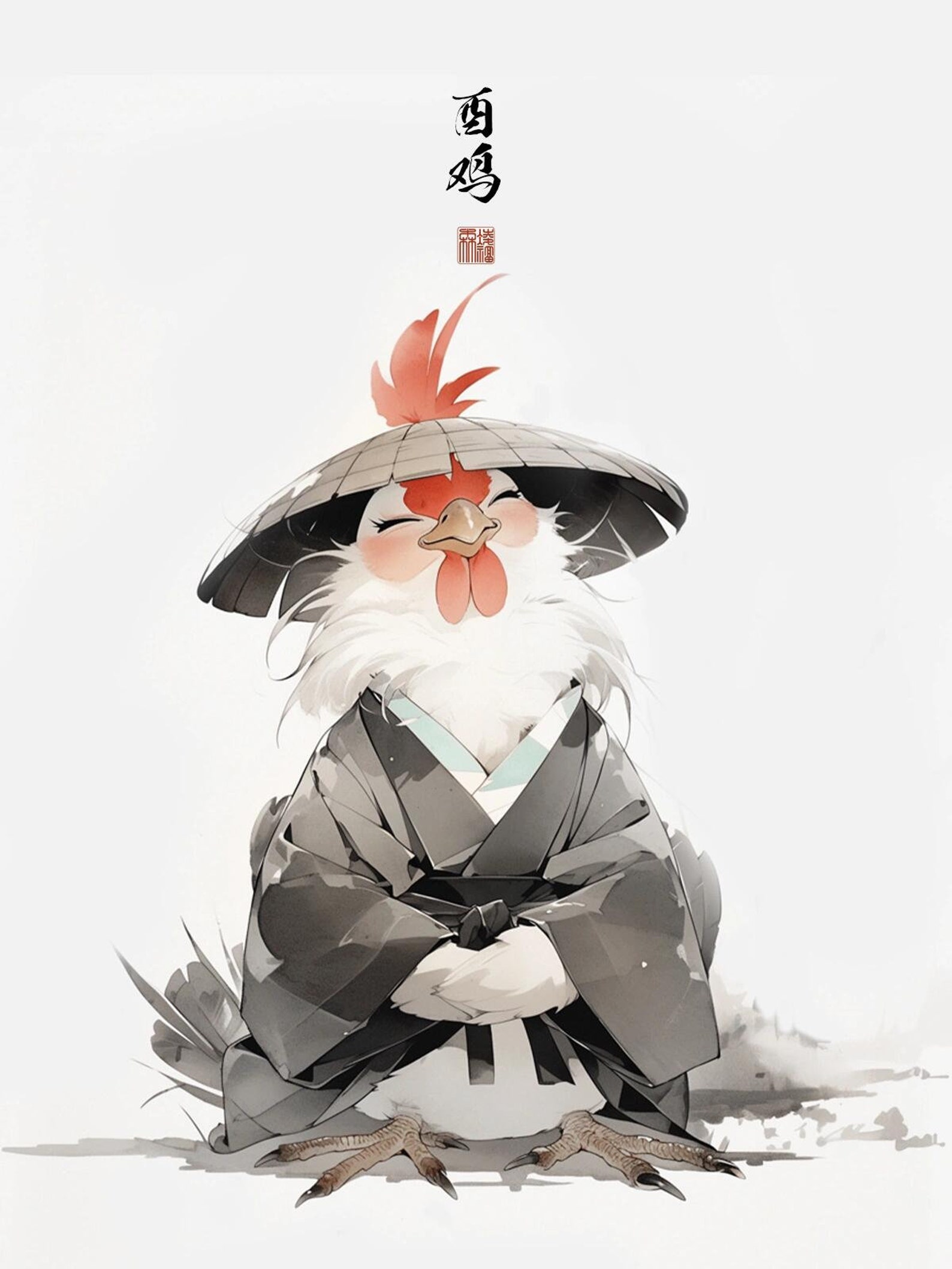 Zen Chinese Zodiac Art Prints 2st Set of 6 - Horse Sheep Monkey Rooster ...