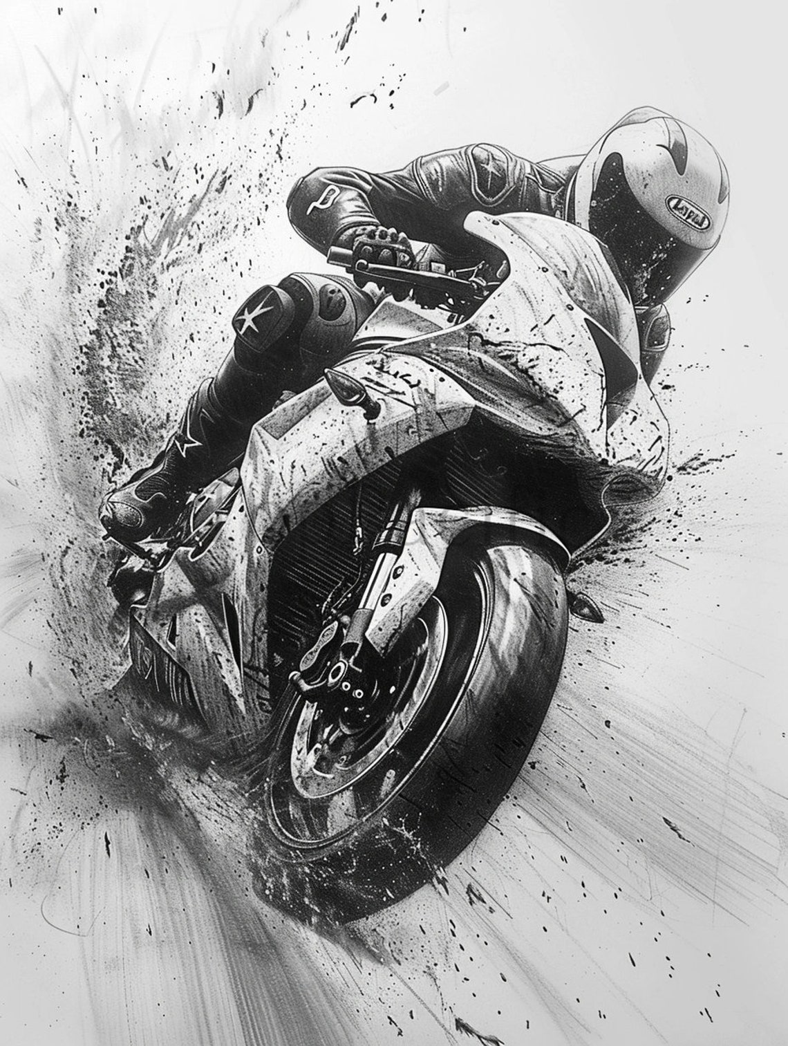 Biker Flash Art Prints Set of 8 Motorcycle Rider Designs - Vintage ...