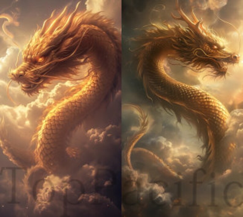 Watercolor Chinese Dragon Clipart: Printable Asian Art (digital Art ...