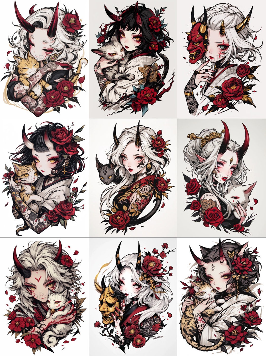 Neo-traditional Tattoo Art Prints Set of 10 Gothic Victorian Designs ...