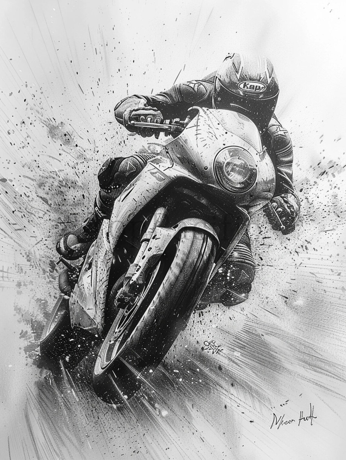 Biker Flash Art Prints Set of 8 Motorcycle Rider Designs - Vintage ...