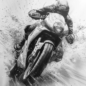 Biker Flash Art Prints Set of 8 Motorcycle Rider Designs - Vintage ...