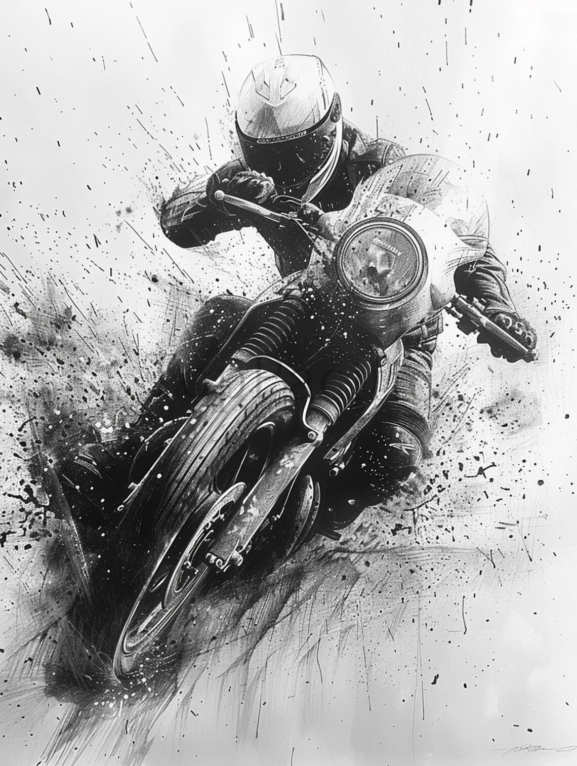 Biker Flash Art Prints Set of 8 Motorcycle Rider Designs - Vintage ...