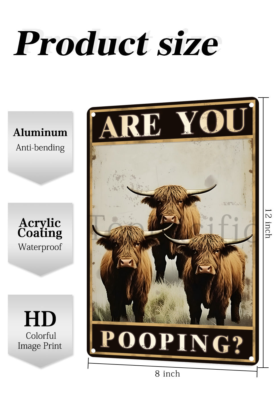Funny Highland Cow Tin Sign - 'are You Pooping?' Bathroom Decor - 12x8 ...