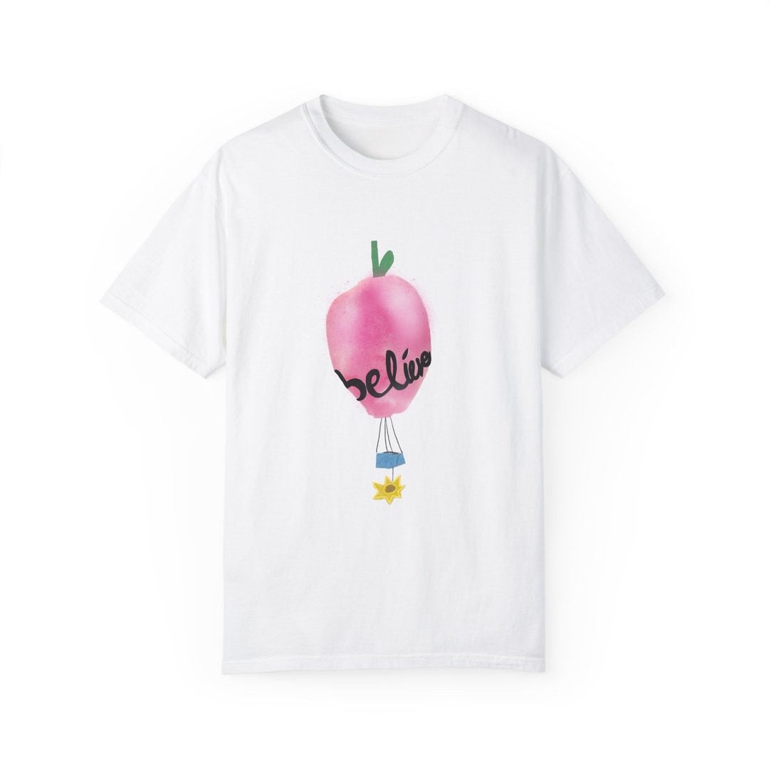 Believe Hot Air Balloon Pink T-shirt Manifesting Abundance Graphic Art ...