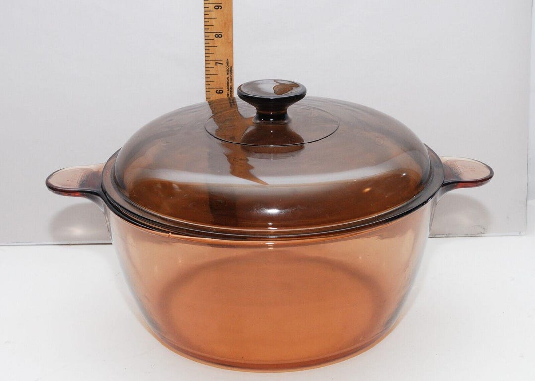 Corning Ware Visions Pyrex Amber 4.5 L / 5 QT Dutch Oven With Lid USA ...