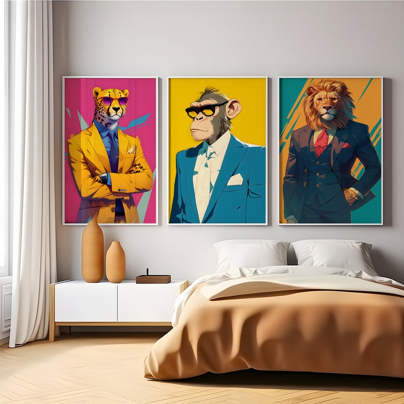 Animals in Suits Print, Whimsical Kids Room Wall Art - Etsy UK