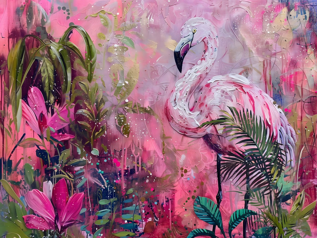 Pink Poster Flamingo Wall Art, Modern Art Meets Nature Coquette ...