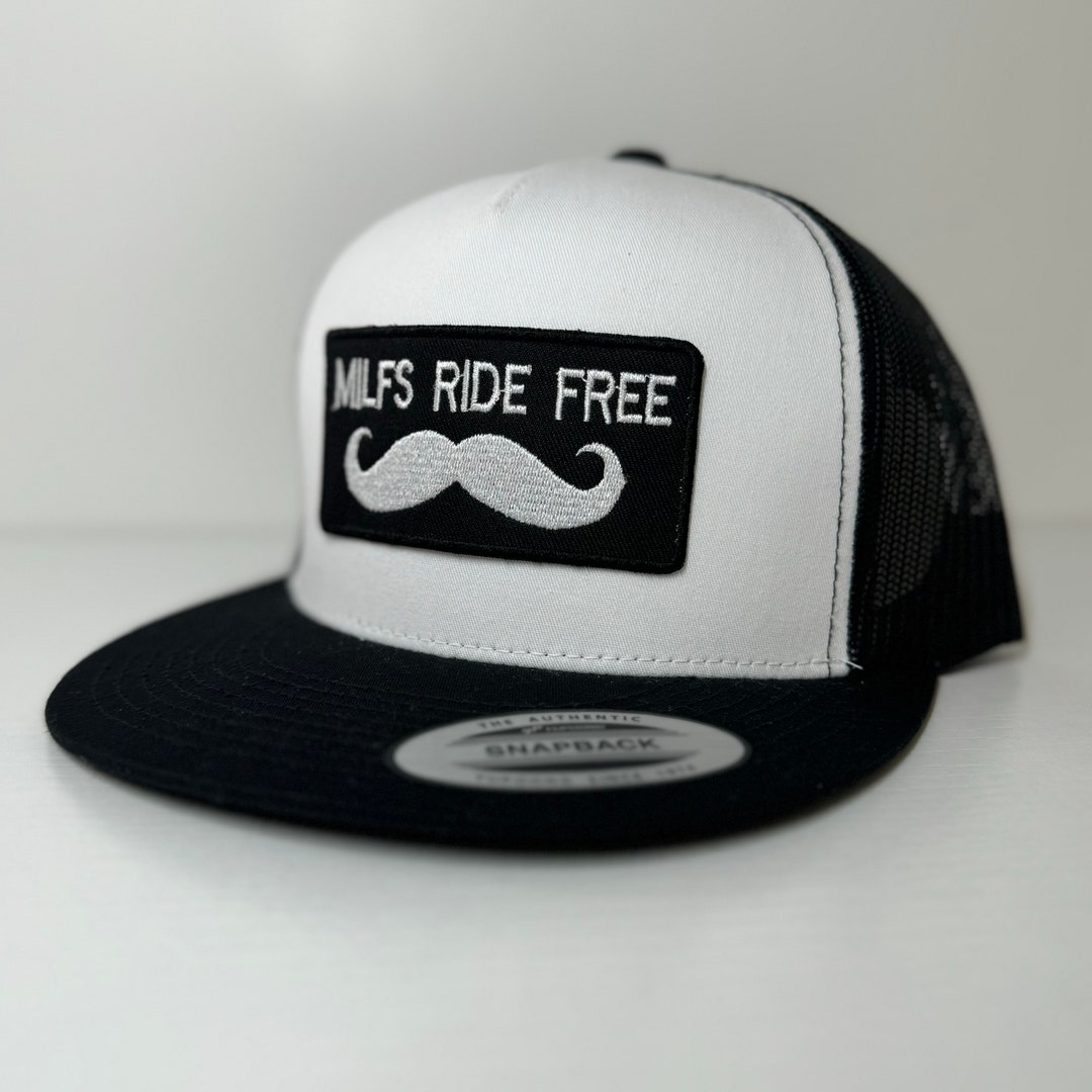 MILFS Ride Free Black & White Trucker Hat, Funny Hat, Retro Mesh Back ...