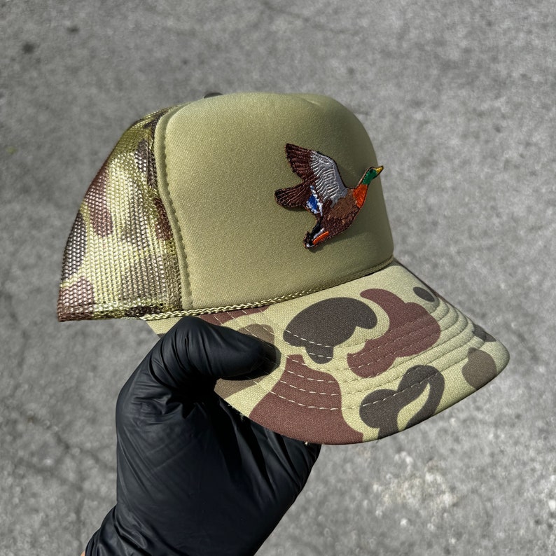 Duck Camouflage Trucker Hat, Retro Rope Hat, Mesh Back Snapback, High ...