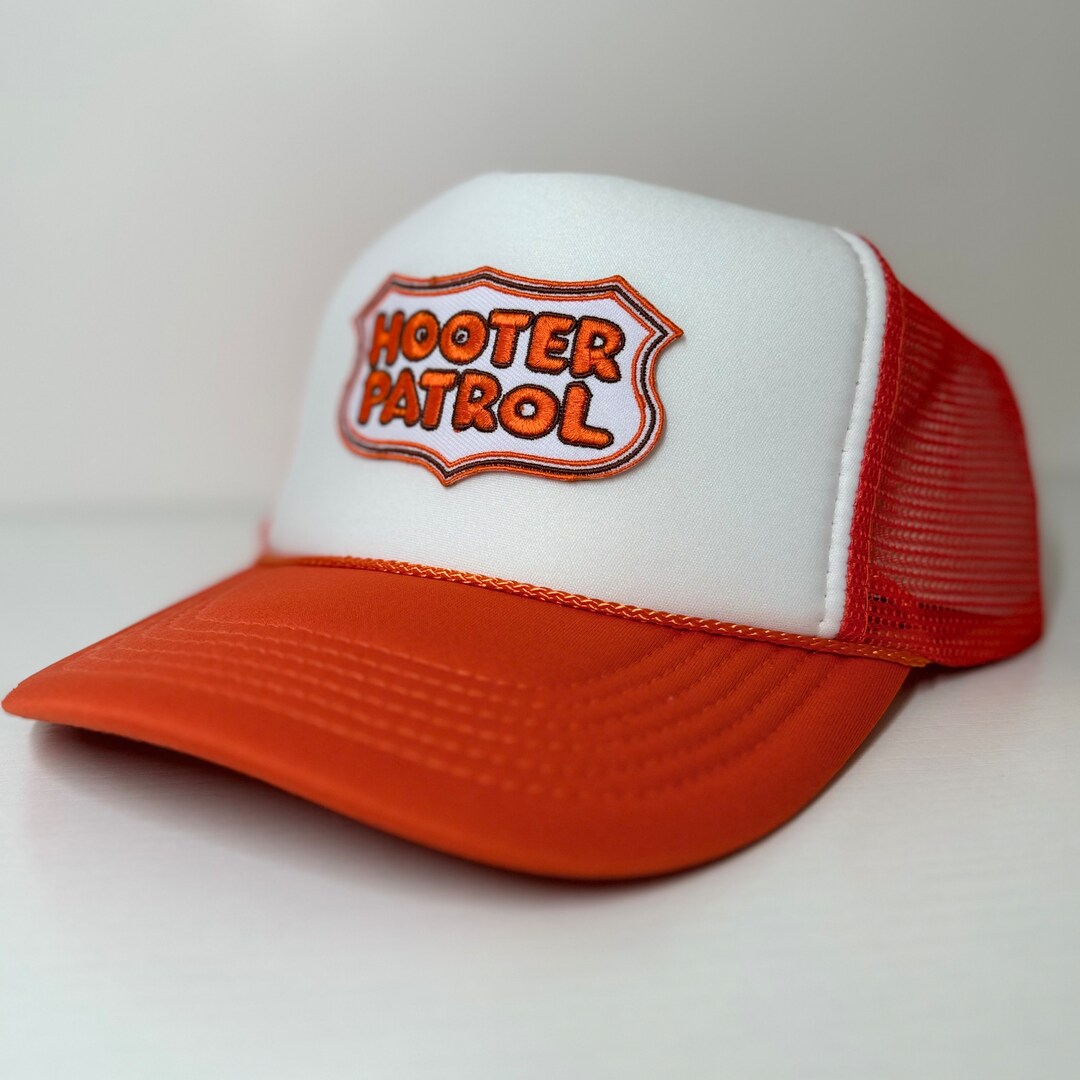 Hooter Patrol Orange & White Trucker Hat, Rope Mesh Back Hat, Hunting ...