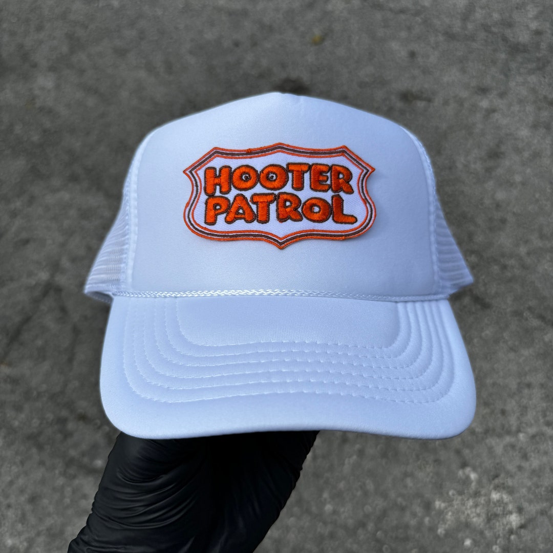 Hooter Patrol White Trucker Hat, Retro Rope Hat, Mesh Back Snapback ...