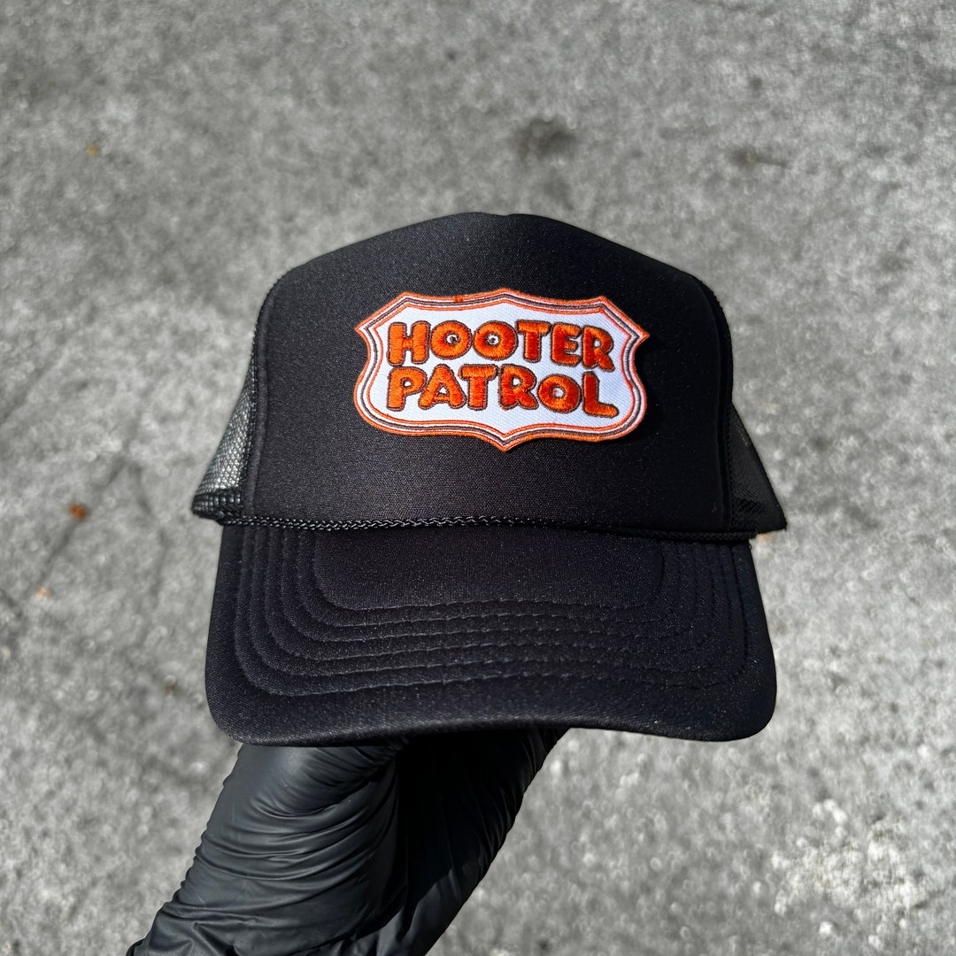 Hooter Patrol Black Trucker Hat, Retro Rope Hat, Mesh Back Snapback ...