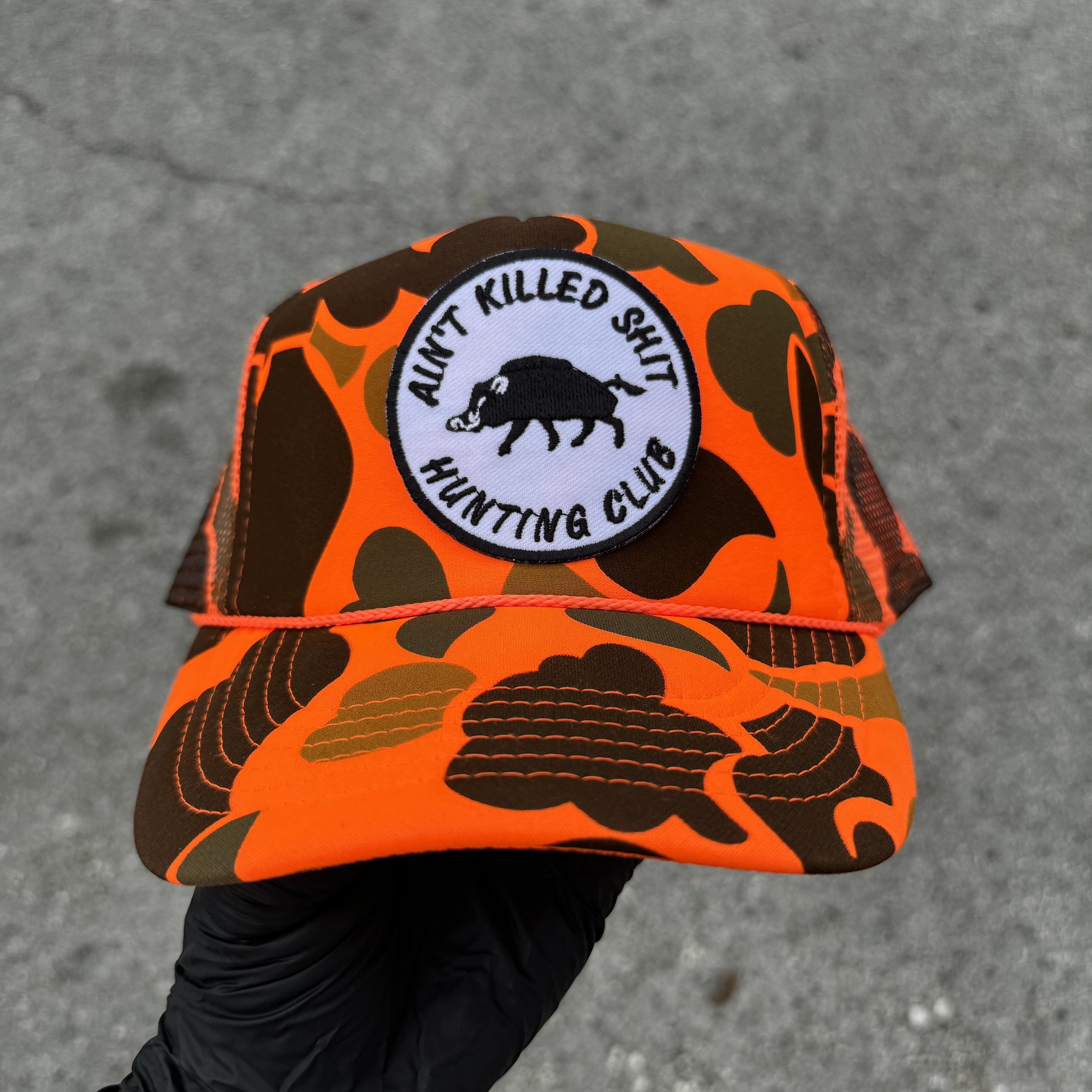 Ain't Killed Shit Hunting Club Orange Camo Trucker Hat, Retro Rope Hat ...