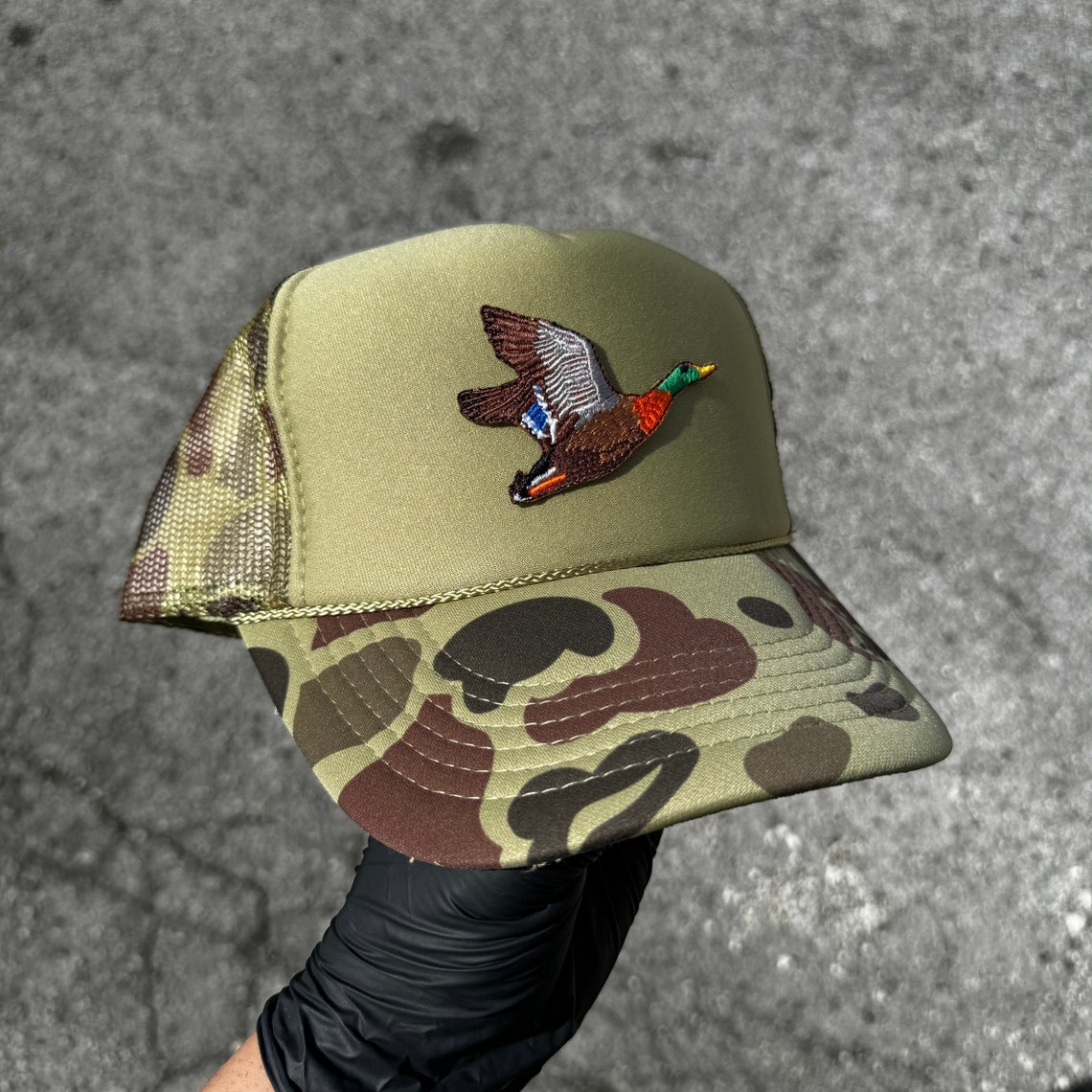 Duck Camouflage Trucker Hat, Retro Rope Hat, Mesh Back Snapback, High ...