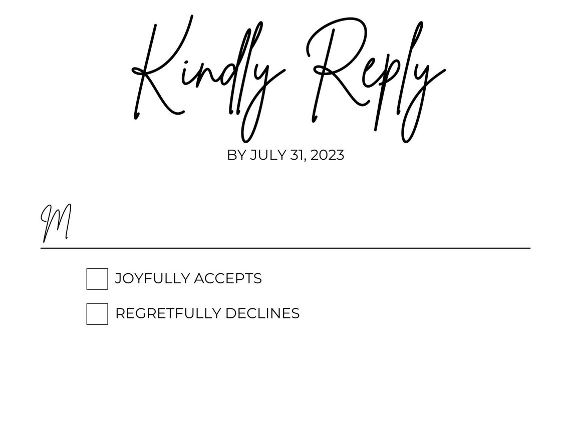 Wedding RSVP Card Template, Minimalist Wedding, Kindly Reply Card ...