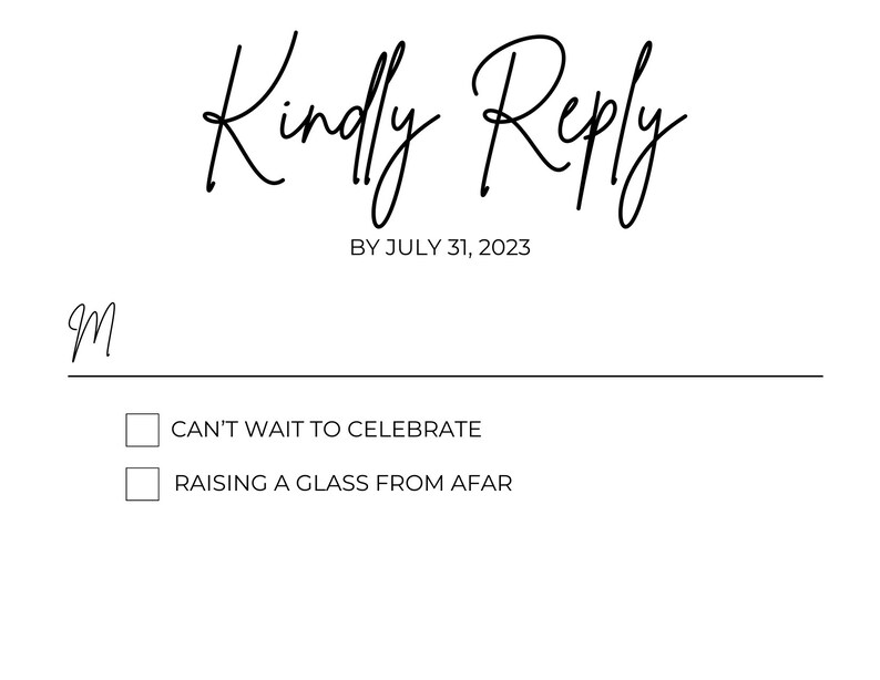 Wedding RSVP Card Template, Minimalist Wedding, Kindly Reply Card ...