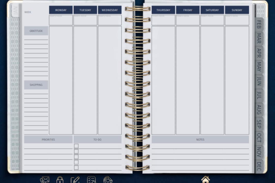 Undated Navy Blue Planner, Navy Scheduler, Navy Planner, Blue Organizer ...