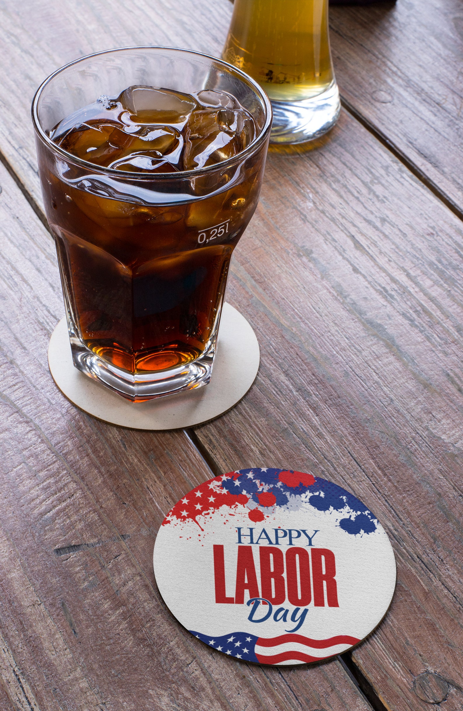 Happy Labor Day, Cork Back Coaster, 3.75" Square, 4" Round, Patriotic ...
