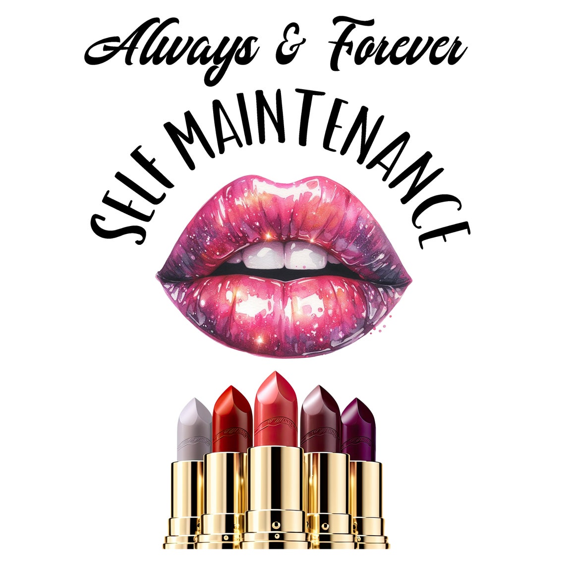 Self Care Checklist Cosmetic Lipsticks Lip Clipart SVG, PNG Commercial ...