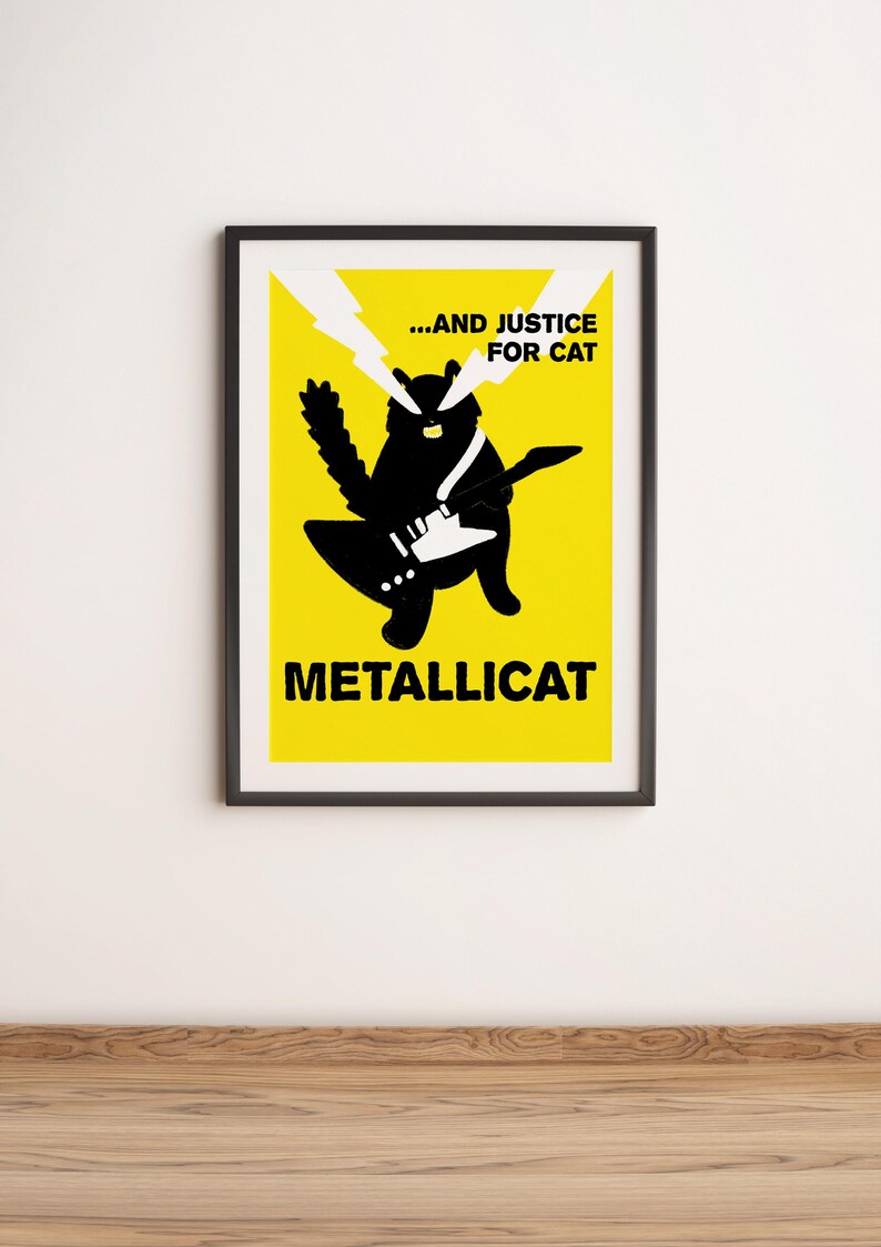 Metallicat Poster: Funny Cat Playing Guitar Art (digital Download) - Etsy