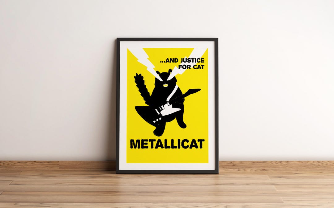 Metallicat Poster: Funny Cat Playing Guitar Art (digital Download) - Etsy