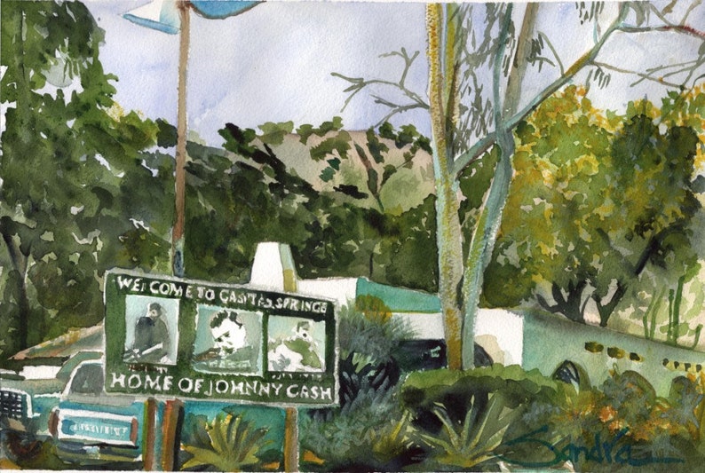Casitas Springs Johnny Cash Sign : Signed LE Art Print Sandra ...