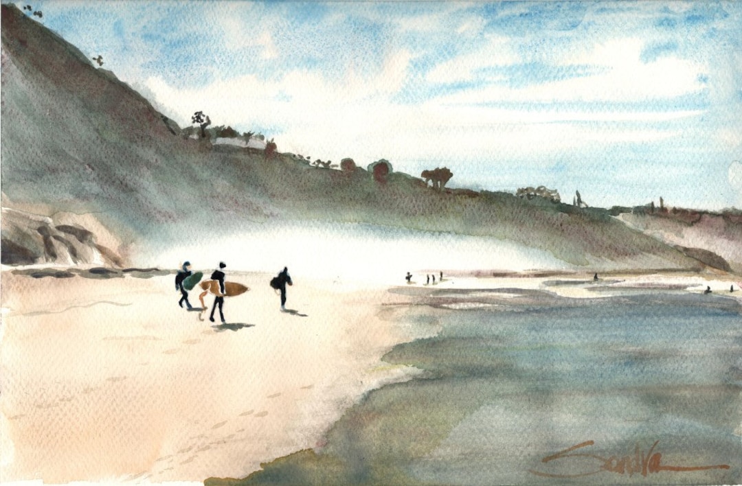 California Surf : SIGNED Art Print Sandra Watercolors™ California - Etsy