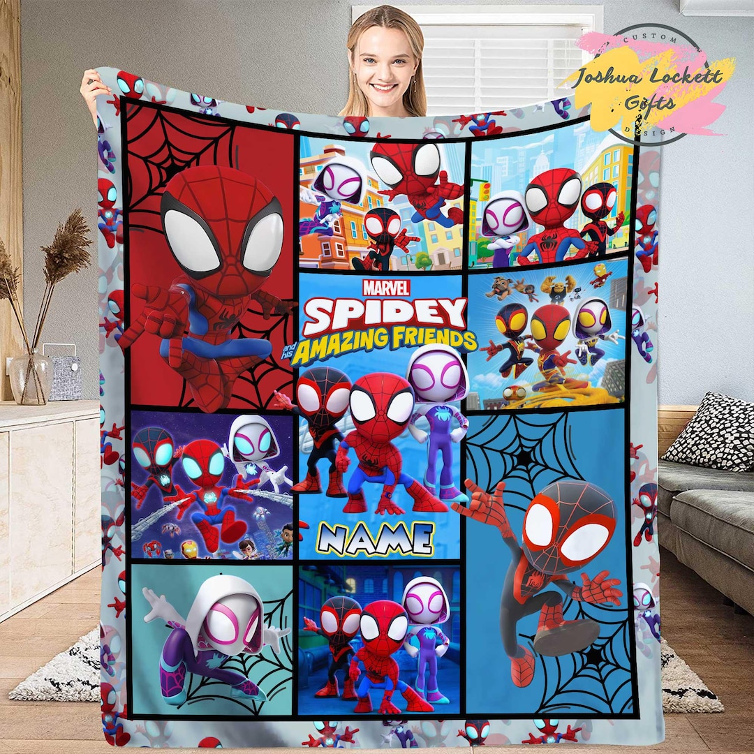 Personalized Spidey and His Amazing Friends Throw Blanket, Custom Name ...