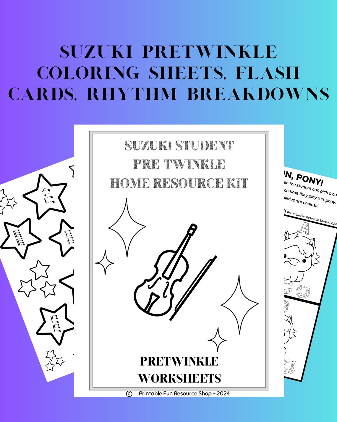 Suzuki Student-parent Pretwinkle Violin Home Resource Kit: Worksheets ...
