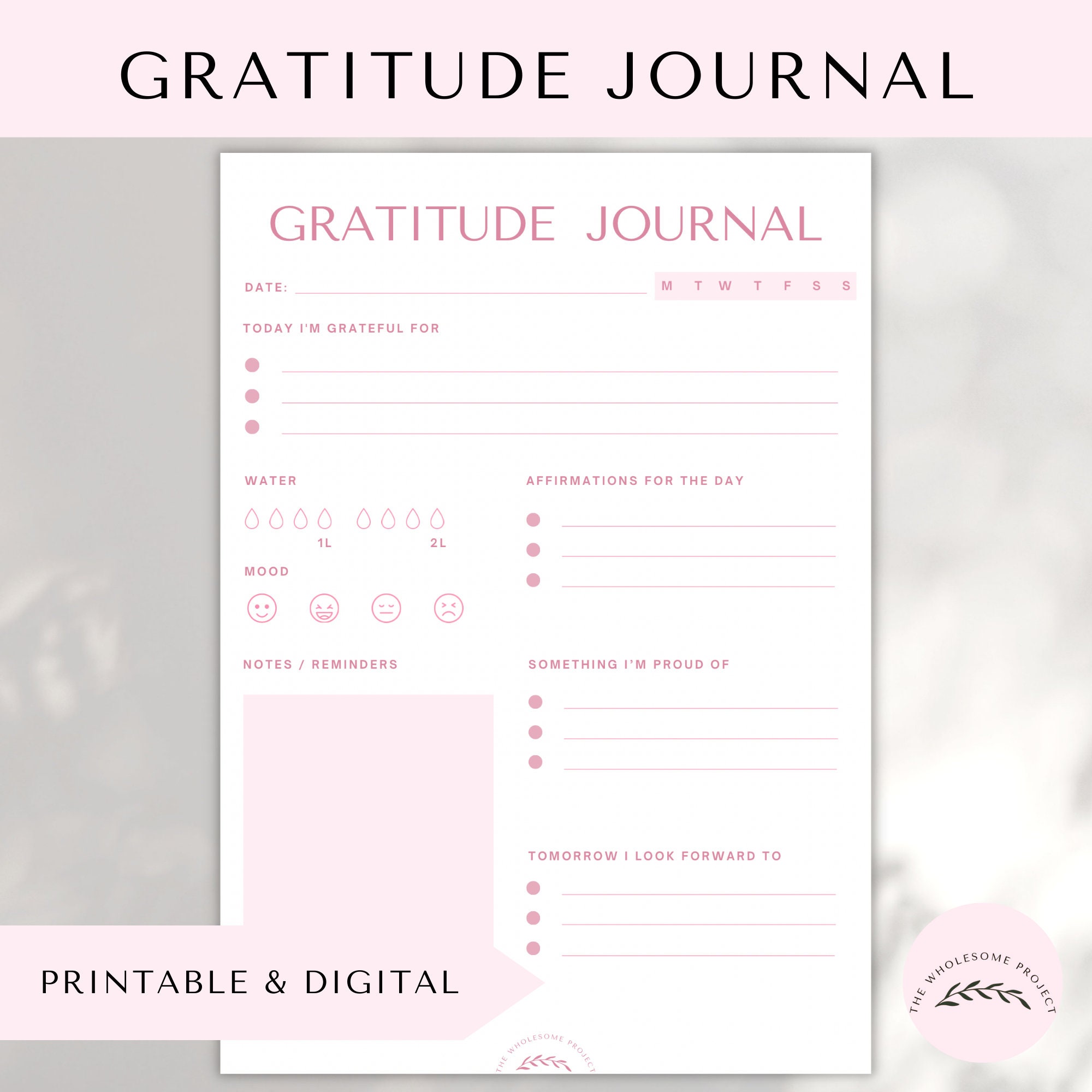 Gratitude Journal, Printable Daily Gratitude Planner, Digital Download ...