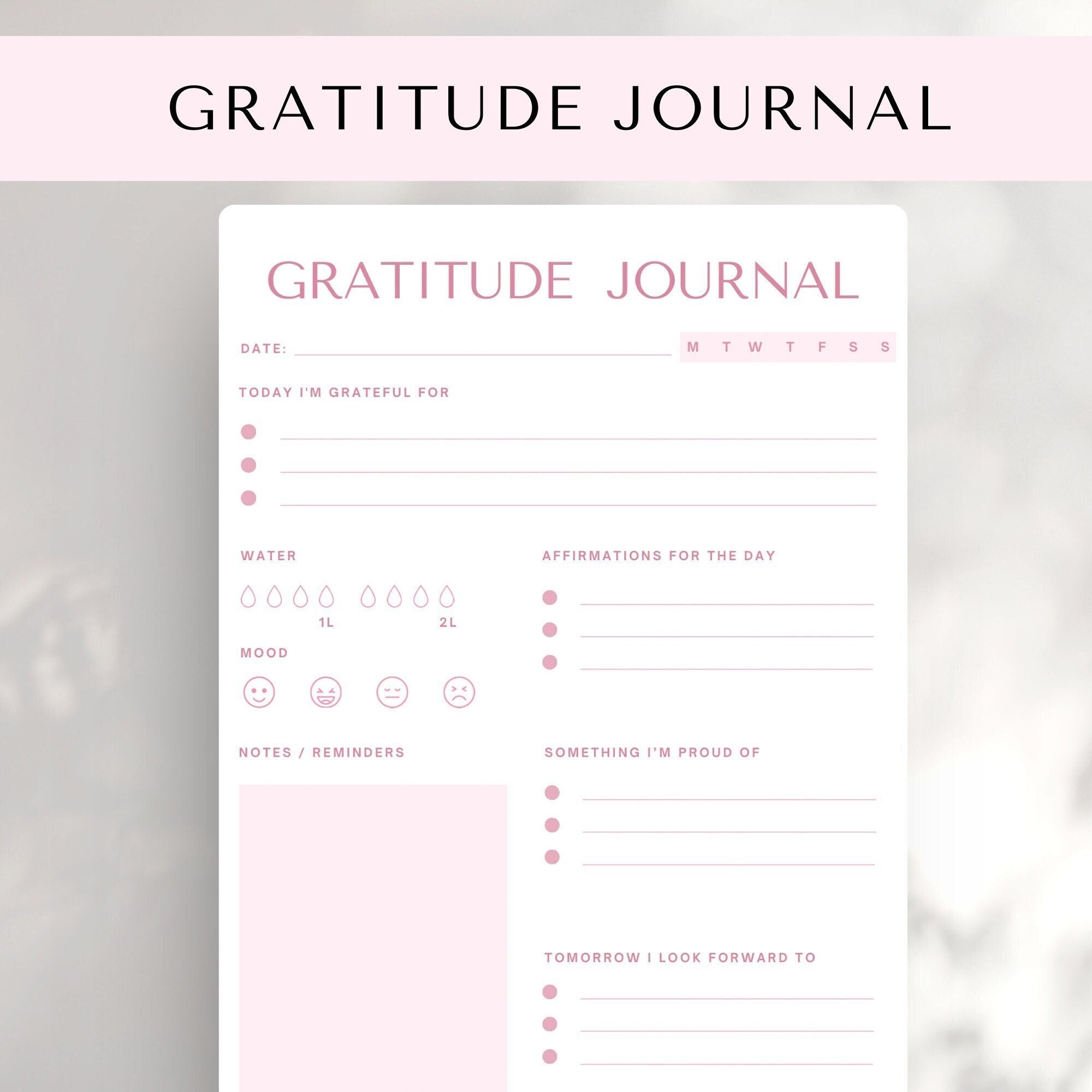 Gratitude Journal, Printable Daily Gratitude Planner, Digital Download ...